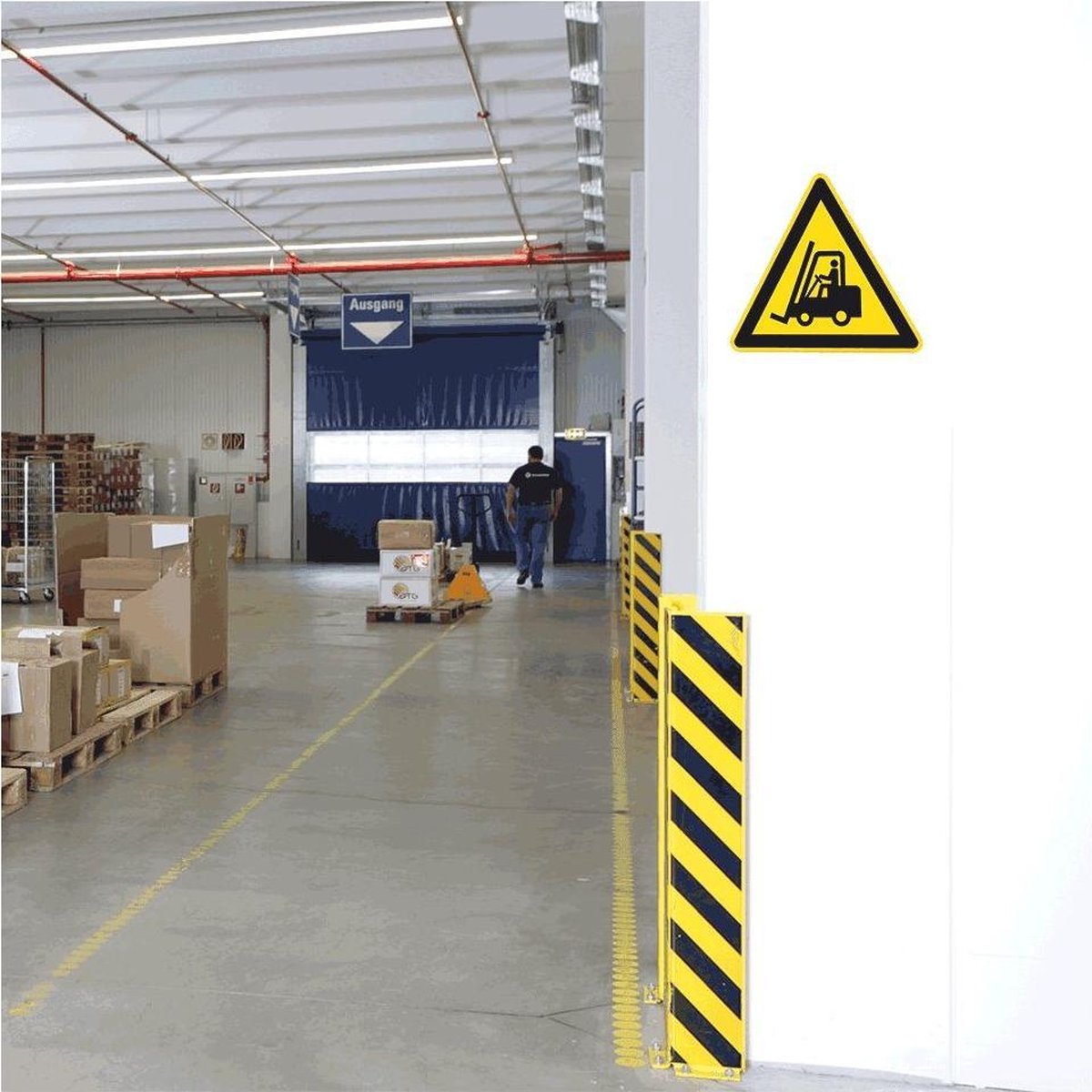 Sticker pas op heftrucks - ISO 7010 - W014 50 mm - 10 stuks per kaart | bol