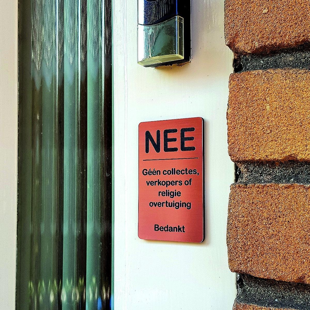NEE Geen collectes verkopers sticker - Nee sticker - Koper kleur ...