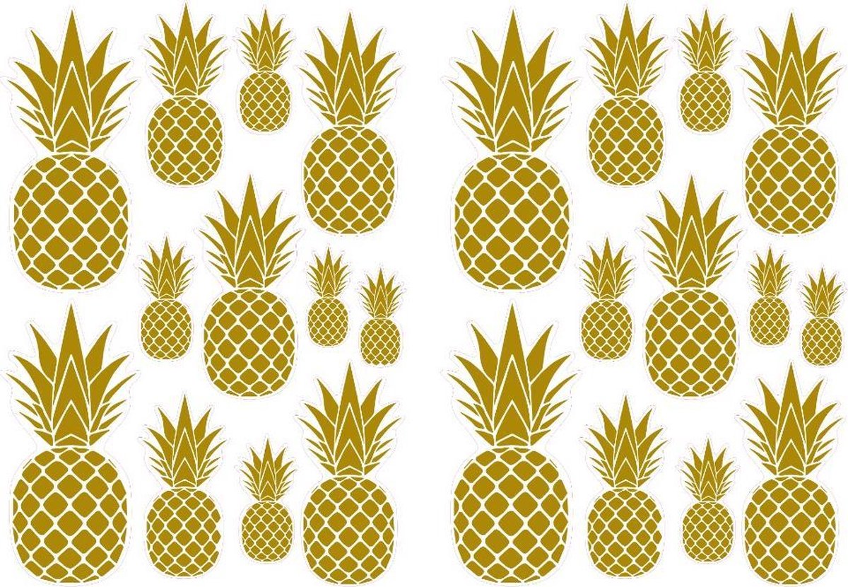 Stickers Stickers muraux, 24 ananas dorés, 1 feuille 70x50cm, film ...