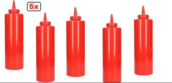 5x Knijpfles Rood 720ml - mayonaise ketchup mosterd saus knijp fles ...