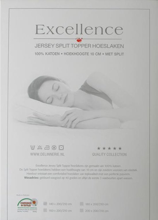 Excellence Jersey Split Topper Hoeslaken - Litsjumeaux - 180x200/210 cm ...