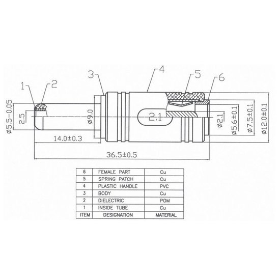 DC plug 5,5 x 2,5mm (m) - DC plug 5,5 x 2,1mm (v) adapter / zwart | bol