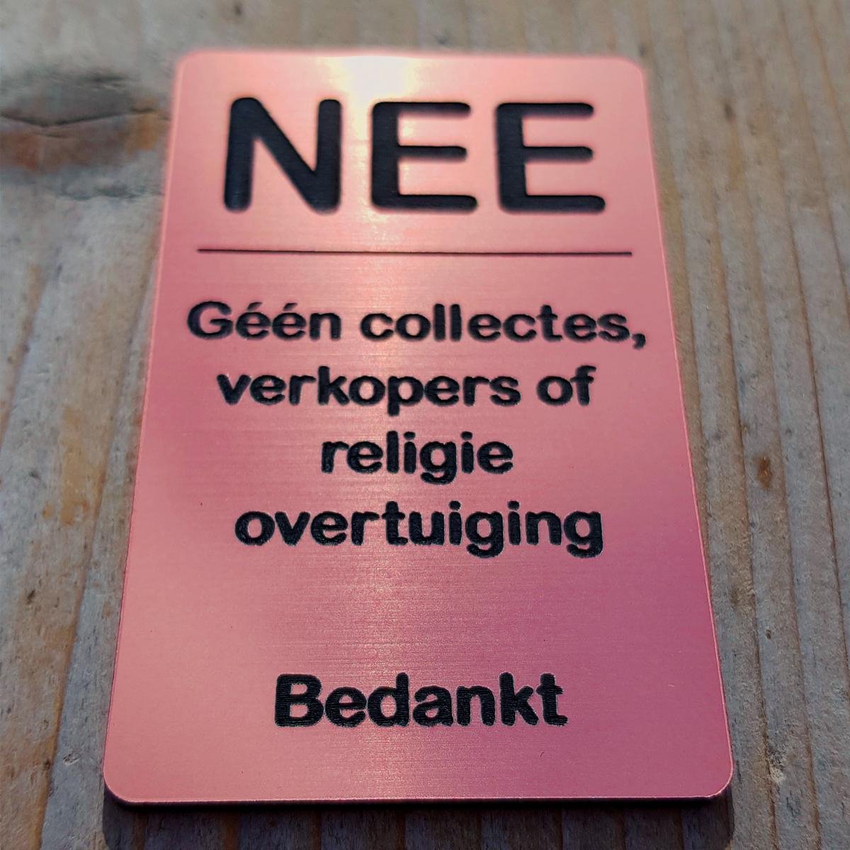 NEE Geen collectes verkopers sticker - Nee sticker - Koper kleur ...