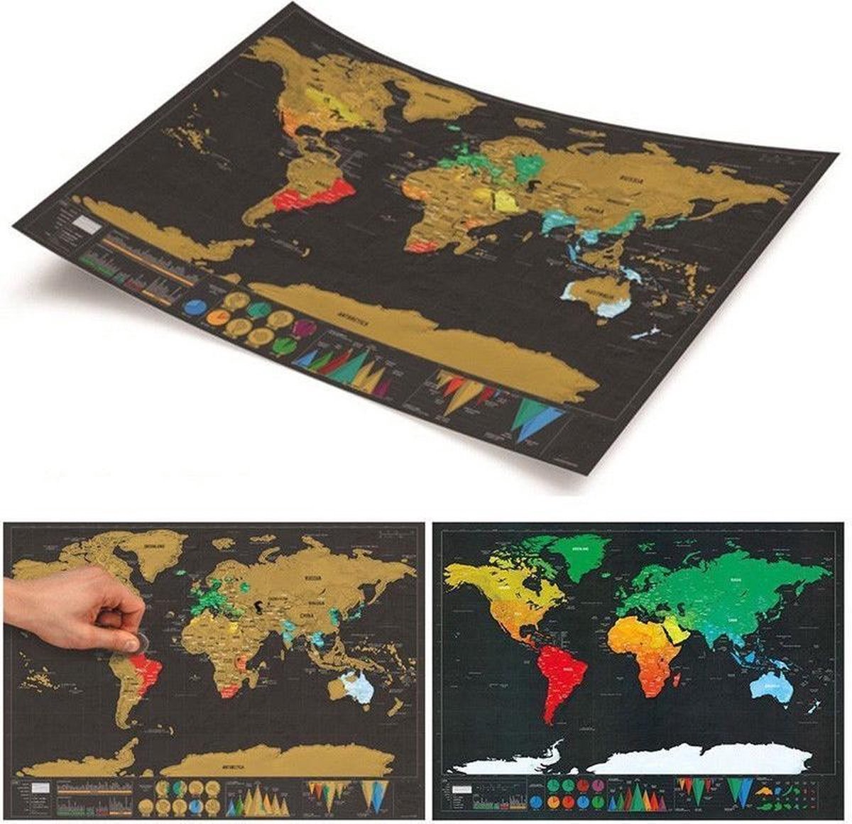 Luxe Mini Scratch World Map - World Scratchmap Poster - Deluxe Scratch ...