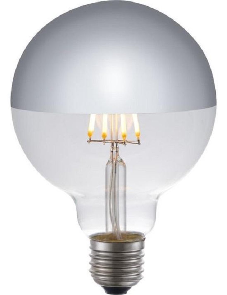 SPL LED Filament Globe Zilver (kopspiegellamp) - 6,5W / DIMBAAR Ø95mm | bol.com