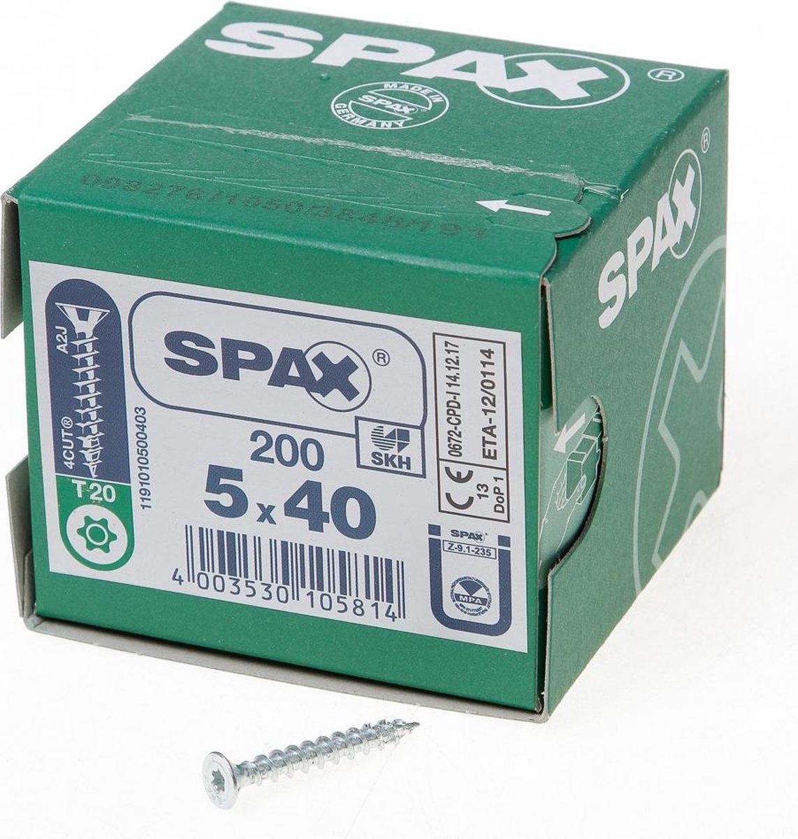 Spax Spaanplaatschroef Verzinkt Torx 5.0 x 40 - 200 stuks | bol