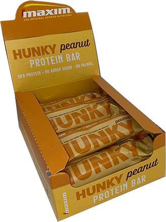 Maxim Protein Bar HUNKY Peanut - 15 x 55g - Eiwitreep met 20 gram eiwit ...