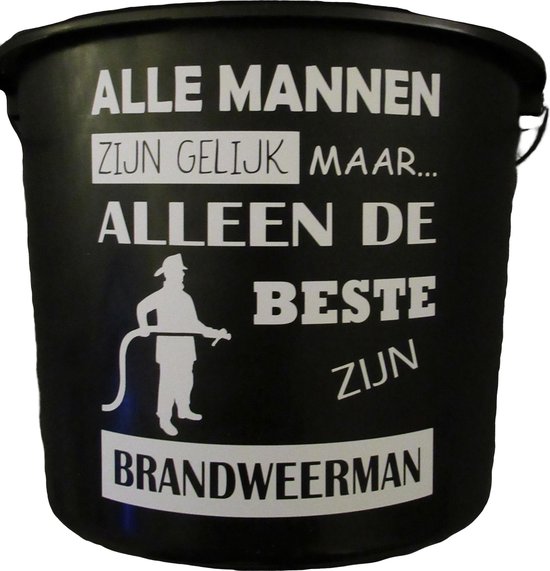 Cadeau emmer - Brandweerman - 12 liter - zwart - cadeau - geschenk ...