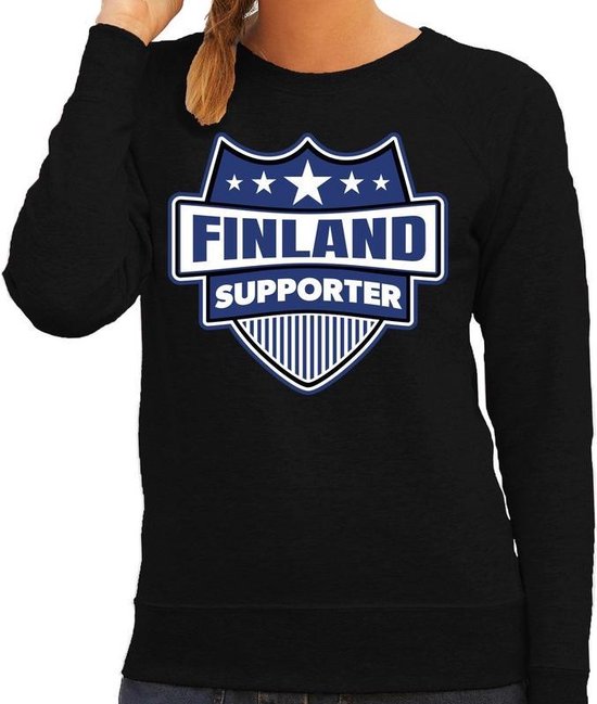 Finland supporter schild sweater zwart voor dames - Finland landen ...