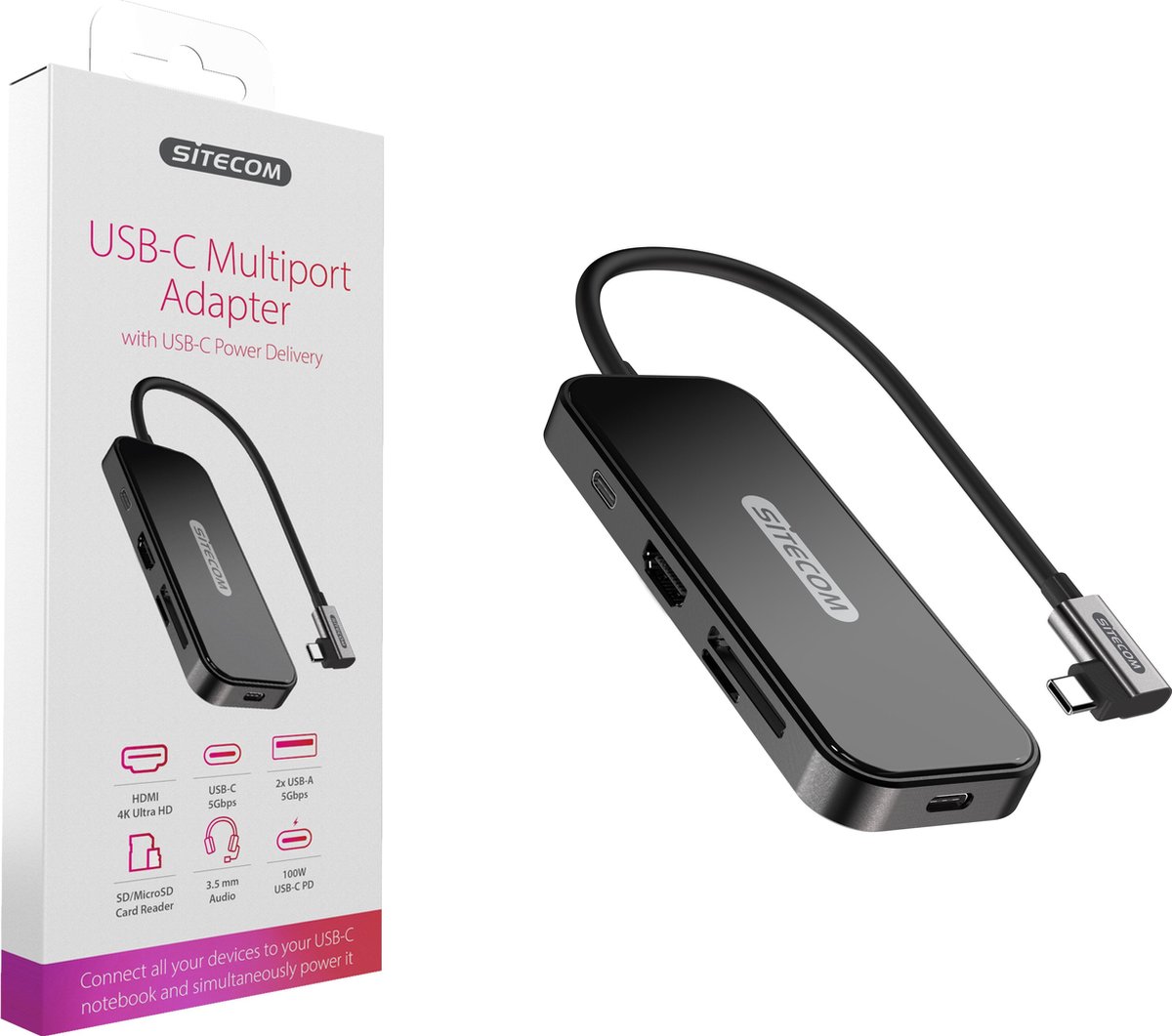 Sitecom - Usb c Multiport Adapter - HDMI, Usb-C, Usb-C PD, 2X USB-A ...