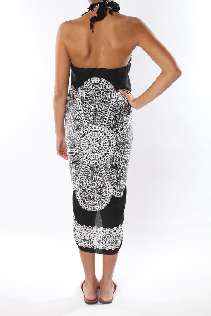Pareo Flower Black White - Pareo beach - zomer pareo - dames - sarong ...