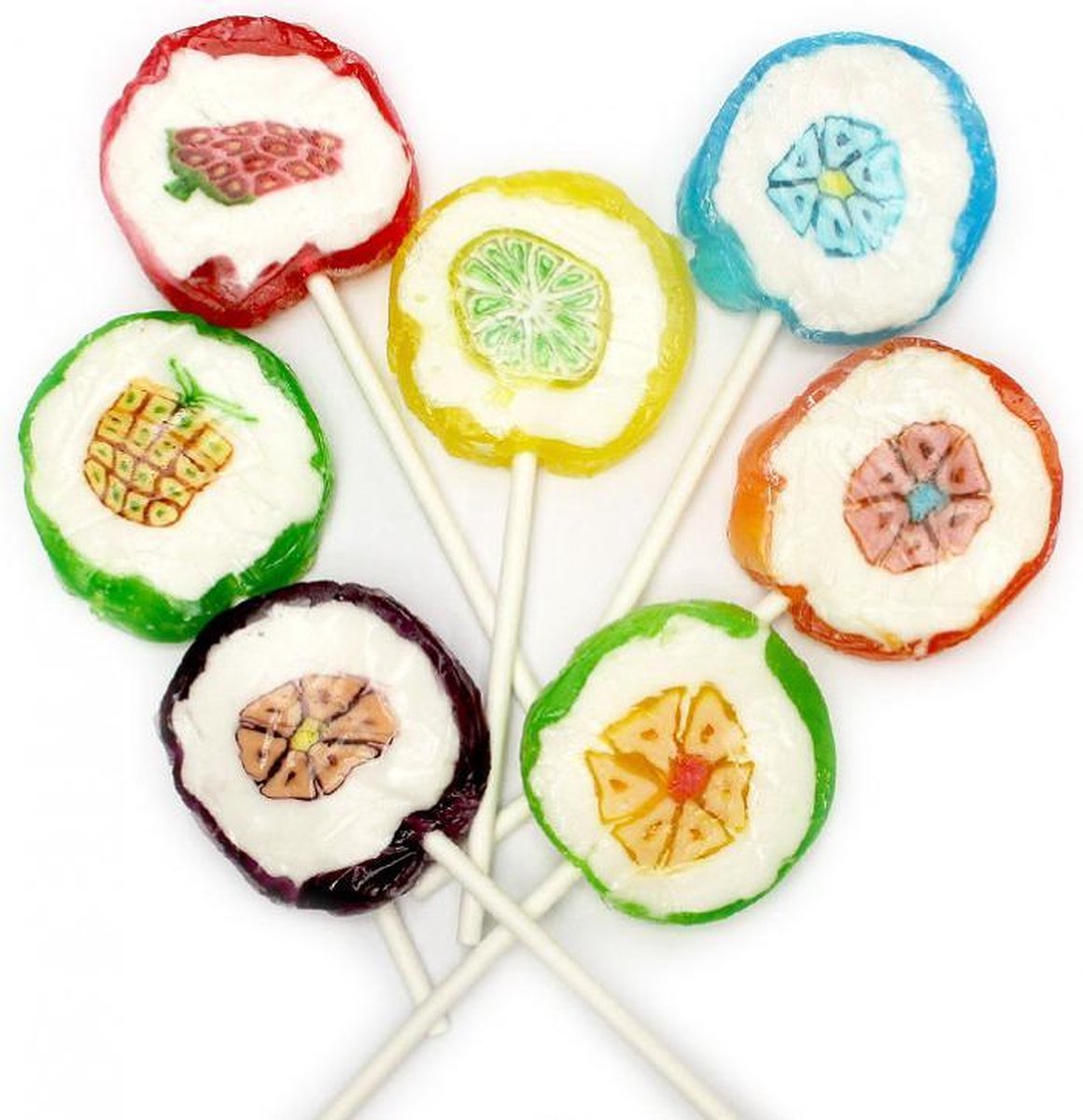 Candy World rock lollies - snoep - 100 stuks (fruit- & bloemtekening) | bol