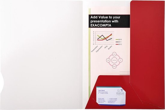 Pak van 20 presentatiemappen CHROMOLUX glanzend karton 250g - A4, Rood ...