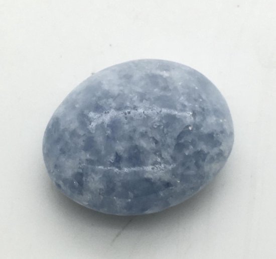 Blauwe calciet edelsteen zaksteen plat motiverend, groei en ...