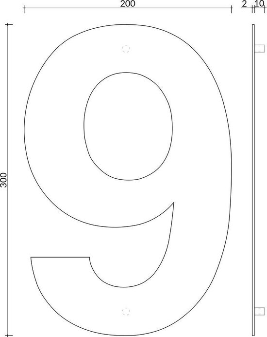 Huisnummer 30 cm - Nummer 9 - RVS mat geborsteld | bol.com