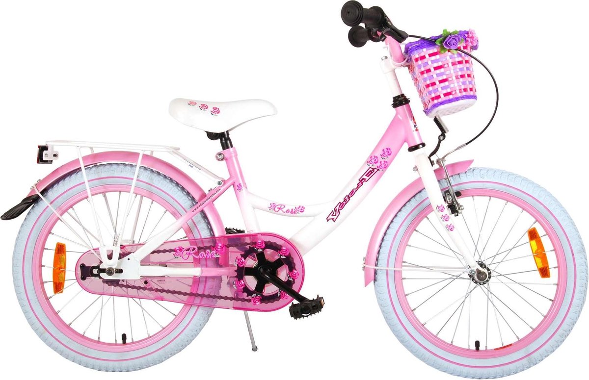 Vélo pour enfants Volare Rose - Filles - 18 pouces - Wit Rose - 95% ...