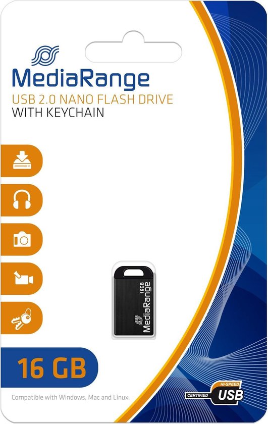 MediaRange Nano Flash Drive - USB-stick - 16 GB | bol.com