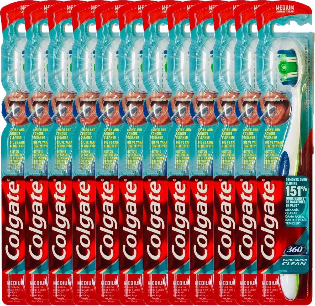 12 x Colgate Tandenborstel - 360 GRADEN - Whole Mouth Clean Medium ...