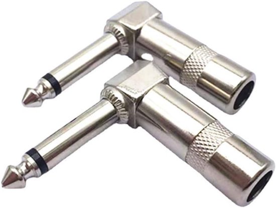 6PCS 1/4 "Haakse Plug 6.35mm 90 Graden TS Mono Male Soldeer Jack ...