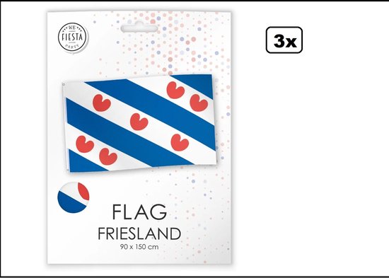 3x Vlag Friesland 90cm x 150cm - Landen festival thema feest fun ...