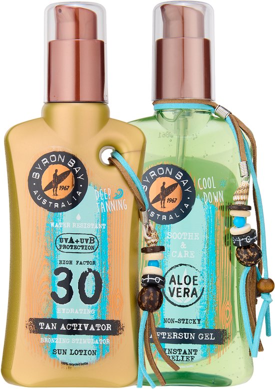 Byron Bay Tan Activator SPF 30 & Aftersun Cooling Aloe Vera Gel | bol