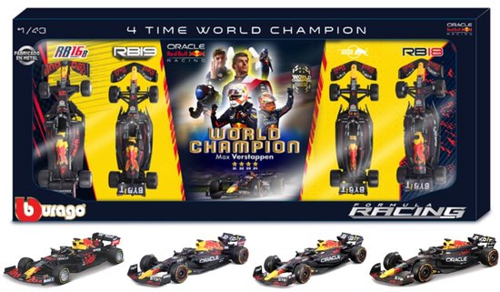 Bburago Red Bull Racing F1 4x World Champion Set Max Verstappen - RB16B ...