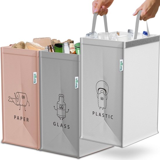 Vuilnisbak met 3 Bakken 40L - Selectieve Afvalscheiding en Recycling | bol