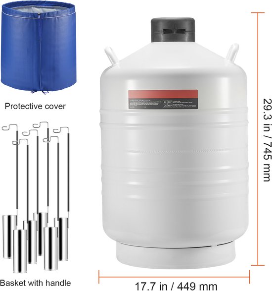 30 liter tank met vloeibare stikstof, aluminiumlegering Dewar kolf met ...