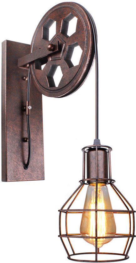 Vintage Wandlamp Industriële E27 Muurlamp Katrol Ontwerp voor ...