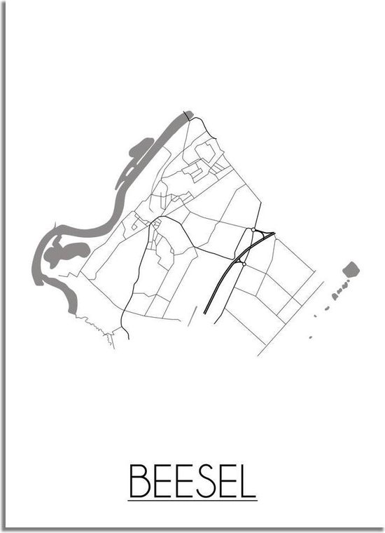 DesignClaud Beesel Plattegrond poster - A2 + fotolijst wit (42x59,4cm ...