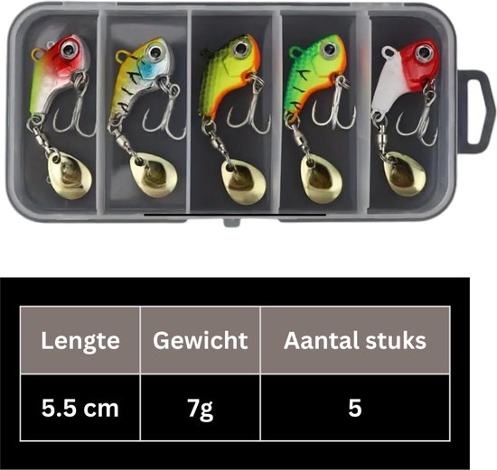 Jig Spinner Box (5 stuks) (7g) - Loodkopspinner, Spinnerbait, Rotation ...