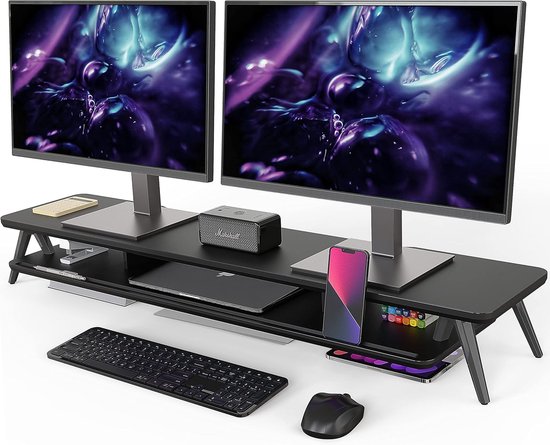 Dubbele Monitorstandaard met Ergonomische Verhoogde Planken en ...