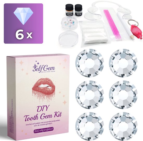 SelfGem DIY Tooth Gem Kit - Diamond - Incl. 6 Tooth Gems - Swarovski ...