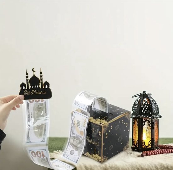 Eid moubarak geld cadeaubox - Zwart - Suikerfeest Cadeau - geldgeschenk ...
