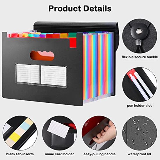 Diboniur documentenmap A4, uitbreidbare map-organizer, 24-vakken ...