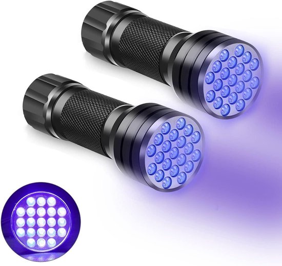 2 stuks mini UV blacklight zaklamp met 21 leds licht - 395 nm voor ...