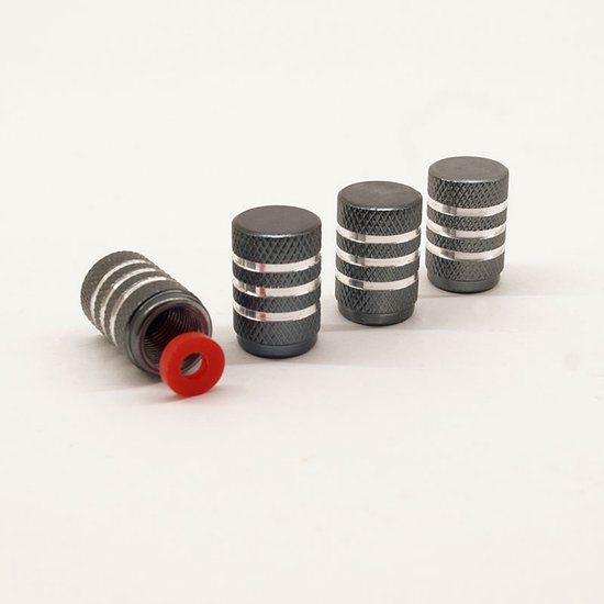 Schrader (auto) ventiel - Grijs aluminium gestreept met afdichting | bol