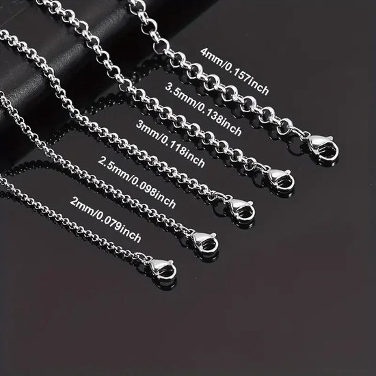 Aramat Jewels-Halskettingen-Stijlvolle Zilverkleurige Stalen Rolo Ketting--70cm / 2mm-- | bol