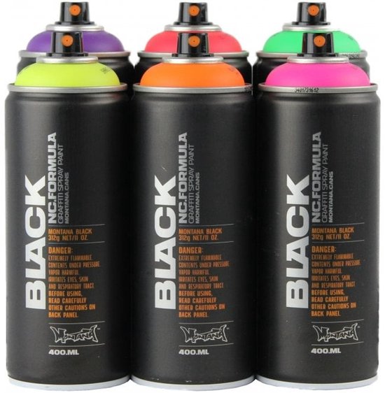 Montana Black Spuitbussen 400ml Set 6 Fluor kleuren | bol