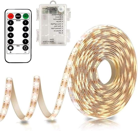 Battery Operated LED Strip - 3m 90 LEDs for Decoration - Can Be Cut ...
