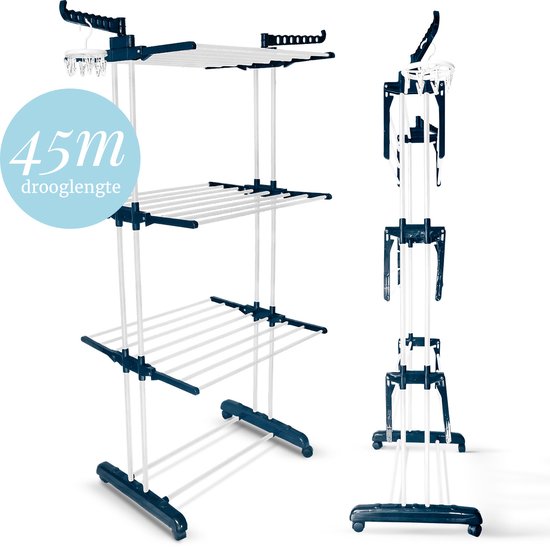 Houceness Wasrek inklapbaar - Droogtoren met droogcarrousels - 45 meter ...