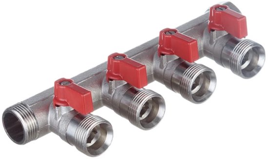 Henco VB met geint.kogelkraan rood Koud/warmtapwater verdeler | bol