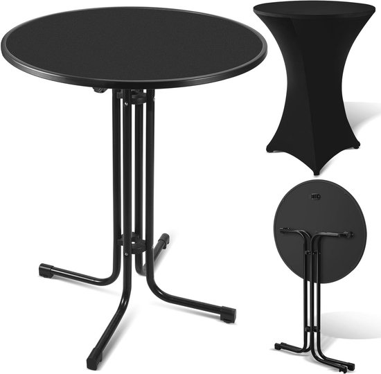 Inklapbare Statafel 80 cm - Verstelbare Bartafel met Zwarte Hoes voor Binnen en Buiten | bol