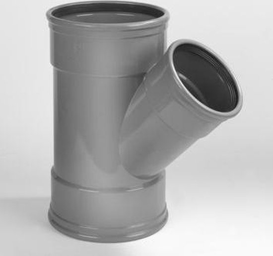 Dyka T-stuk 3x mof 45° manchetverbinding klasse 41 PVC grijs keurmerk... | bol