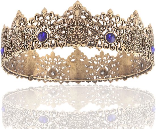 Mannen Gouden Kroon Tiara met Kristallen voor Kostuums en ...