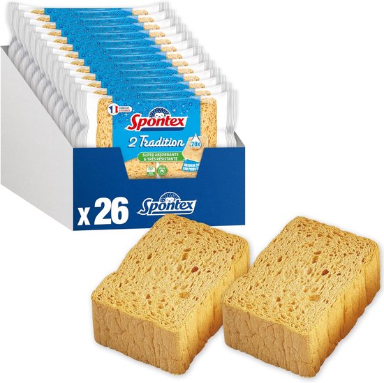 Traditionele ultra absorberende en duurzame sponzen - 26 stuks (13 ...