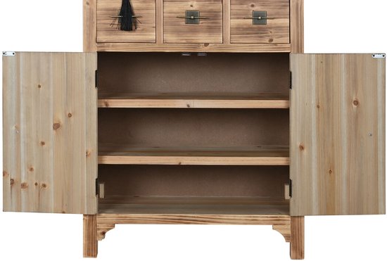 Ladenkast Home ESPRIT Zwart Natuurlijk Spar Hout MDF Orientaals 63 x 27 ...