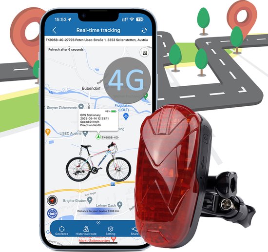 4G GPS Tracker Fiets - Real Time Tracking Device - Route Geschiedenis ...