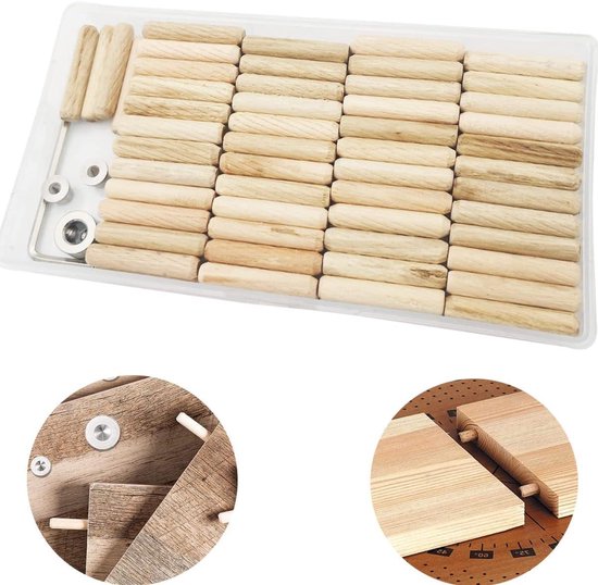 Houten pluggen 6 mm 100 stuks - 2 plugpunten en 1 boordiepteaanslag met ...