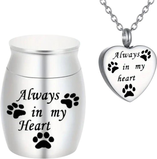 Herdenkingsset: Mini-urn en Ashanger- Honden urn - Katten urn - Mini ...